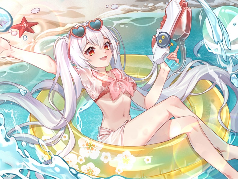 VUP月见梨花 泳装插画_半隐-站酷ZCOOL