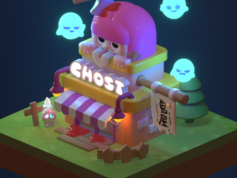 鬼屋C4D练习_youmio1-站酷ZCOOL