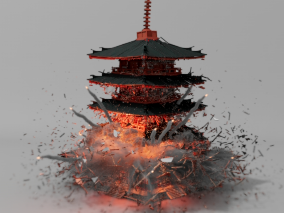 HOUDINI RBD FRACTURE刚体破碎爆炸烟雾特效NUKE合成_肯尼迪特朗普-站酷ZCOOL