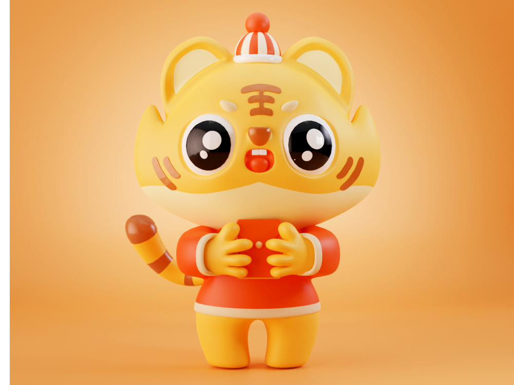 3D作品 | 卡通IP老虎形象临摹_小豆宝的铺子-站酷ZCOOL