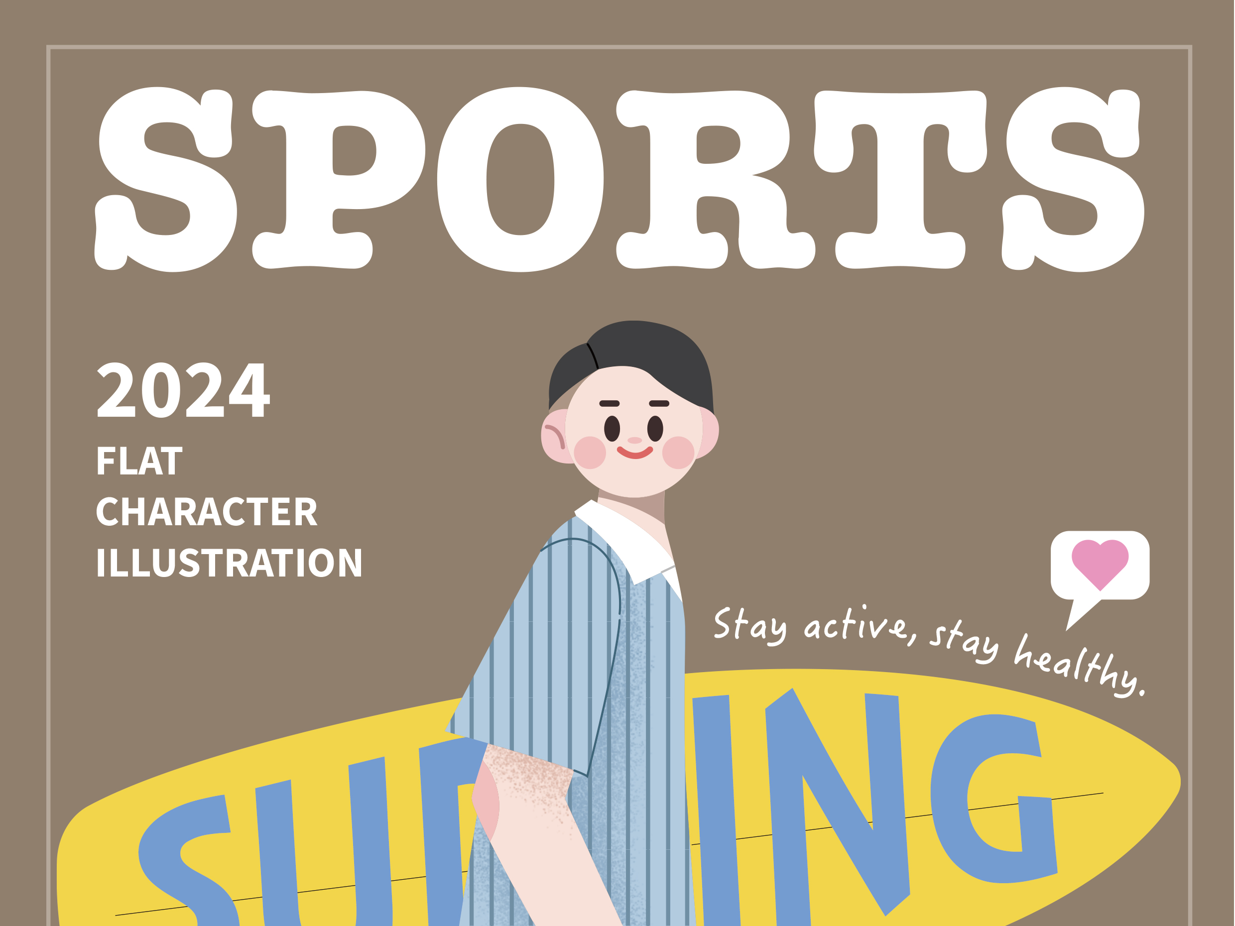 SPORTS 4 冲浪 扁平风格人物插画_Jade_Jiang酱仔-站酷ZCOOL