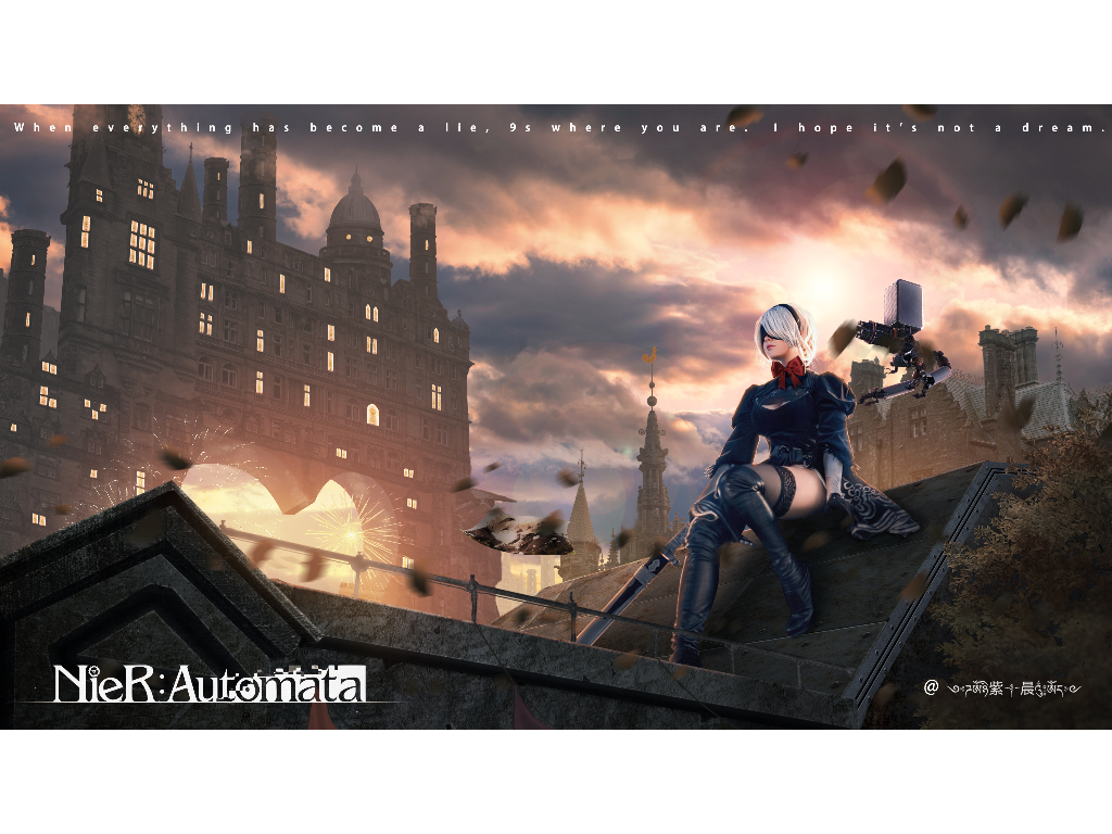 机械纪元2B小姐姐cos合成，，游戏影视ps平面合成_紫晨cy-站酷ZCOOL