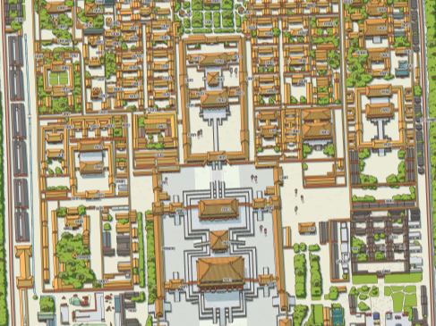 手绘地图-故宫_shuo谎的人-站酷ZCOOL