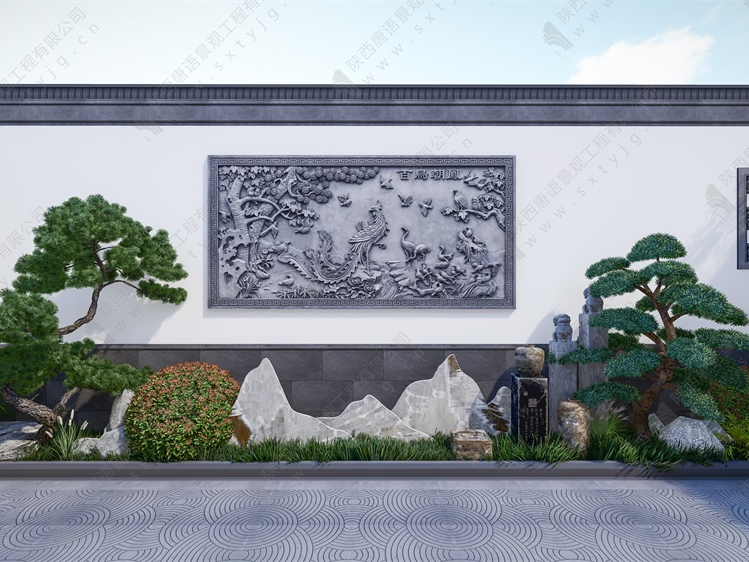 百鸟朝凤砖雕影壁景墙_tyzd-站酷ZCOOL