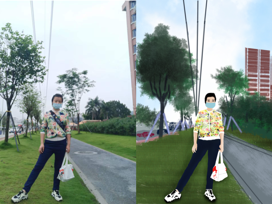 自画像，板绘水墨插画风_程俊CJ-站酷ZCOOL