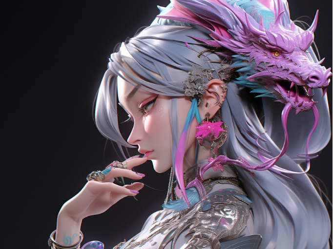 002期｜Midjourney Niji 咒语绘图｜龙女1_AIGC小妖-站酷ZCOOL