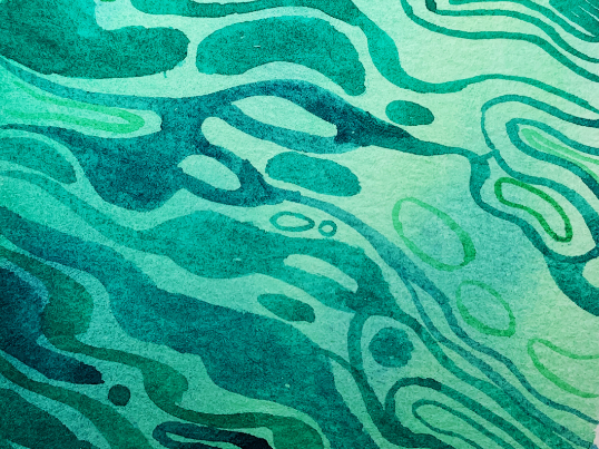 水波 | 水彩手绘_DeerMoon-站酷ZCOOL