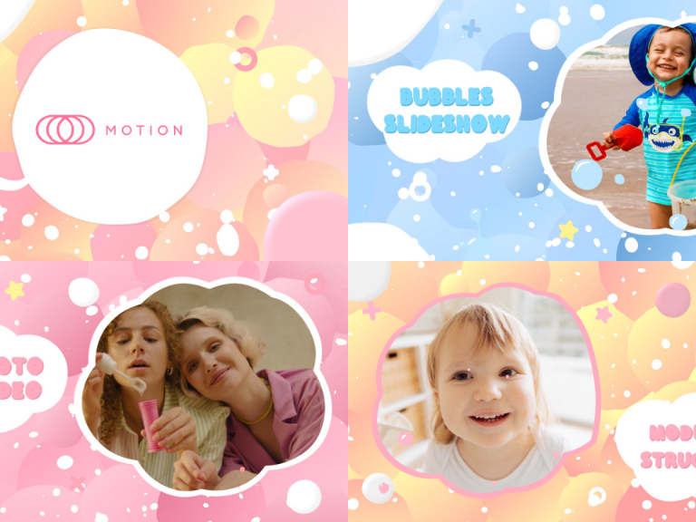 AE模板 | 色彩丰富的泡泡幻灯片创建家庭相册或儿童_猿文件网官方账号-站酷ZCOOL