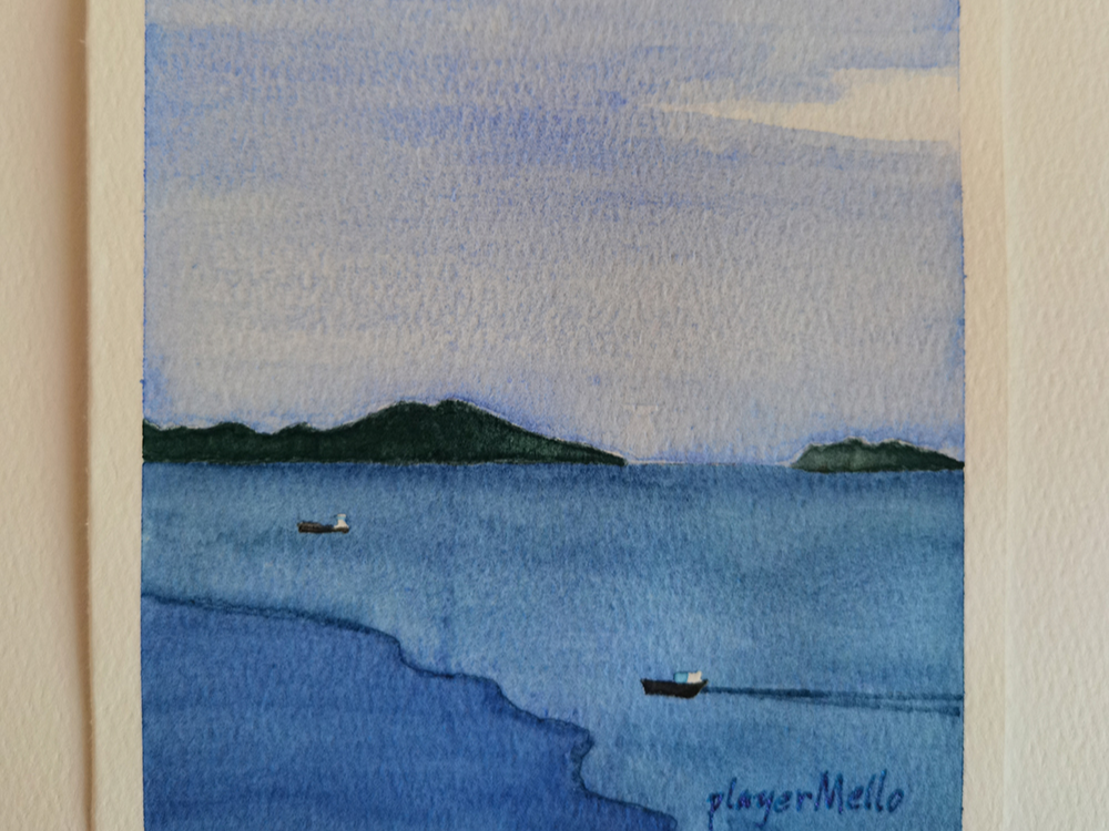 《双月湾海景》水彩画作品_good_dennis-站酷ZCOOL