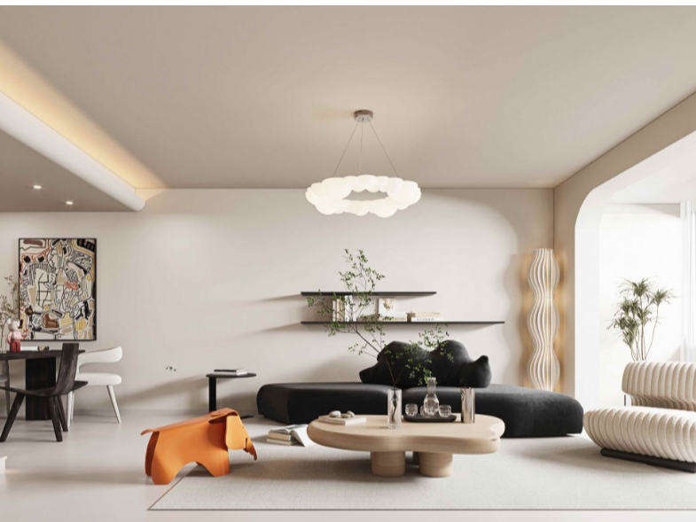 极简奶油风客餐厅效果图表现_王彤ing-站酷ZCOOL