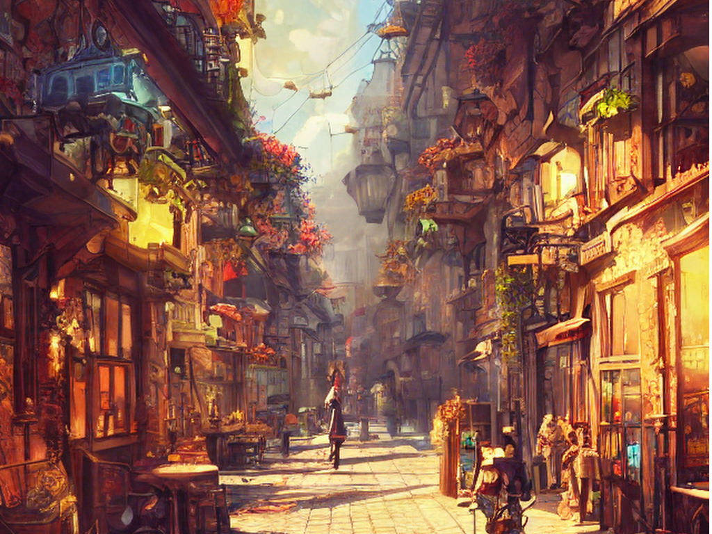 #AI创作实验室#四季的午后老街，阳光明媚_大发110-站酷ZCOOL