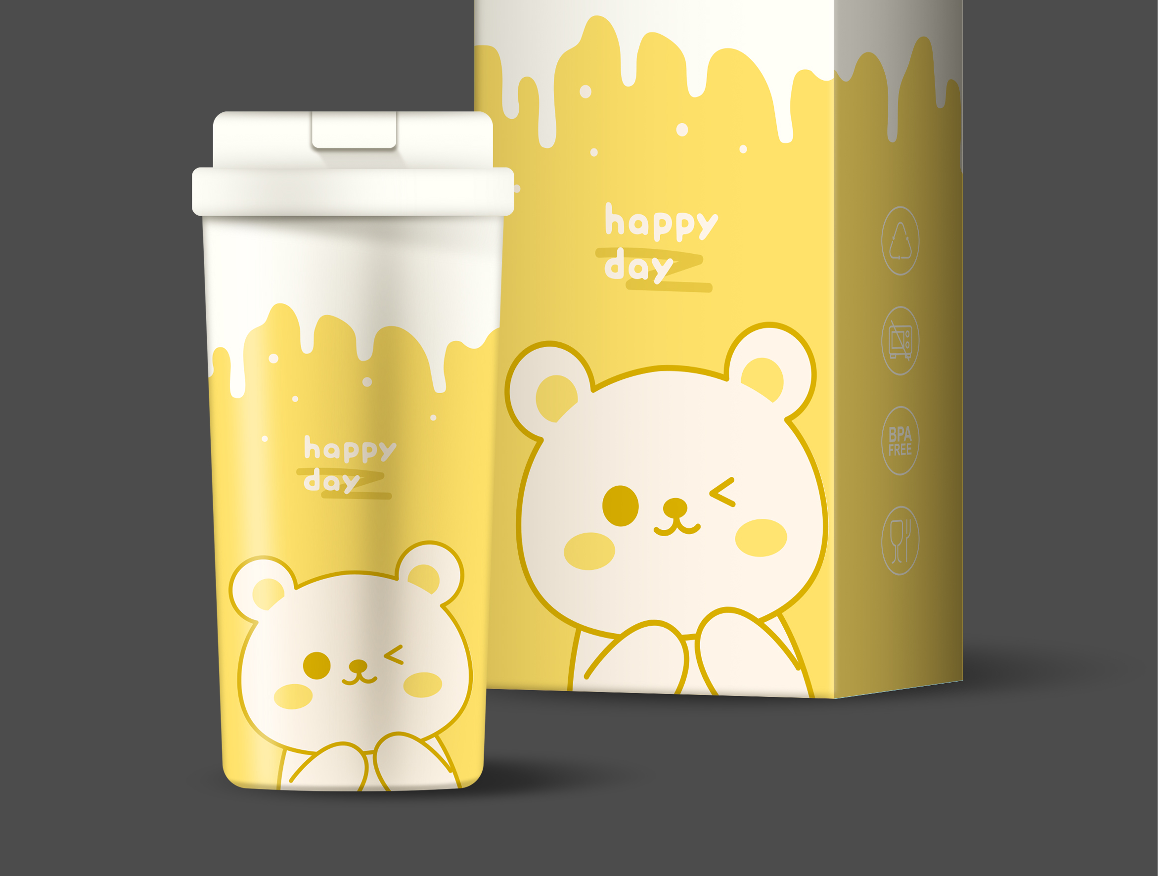 可可爱爱的卡通杯子图案可授权_小萌牛几-站酷ZCOOL