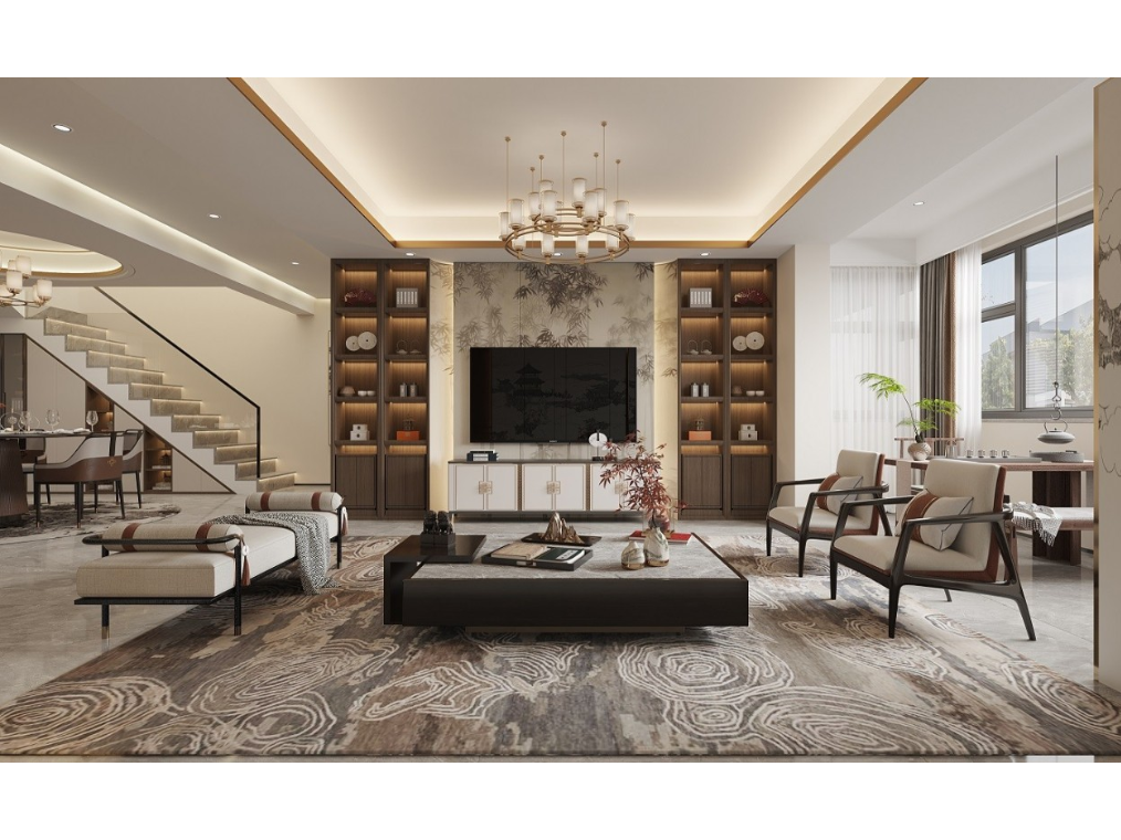 新中式客厅效果图表现_王彤ing-站酷ZCOOL