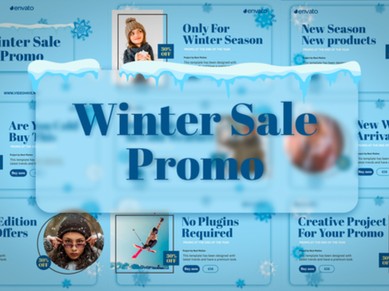 AE模板 | 冬季雪花动态动画标题介绍冬季促销开场_猿文件网官方账号-站酷ZCOOL