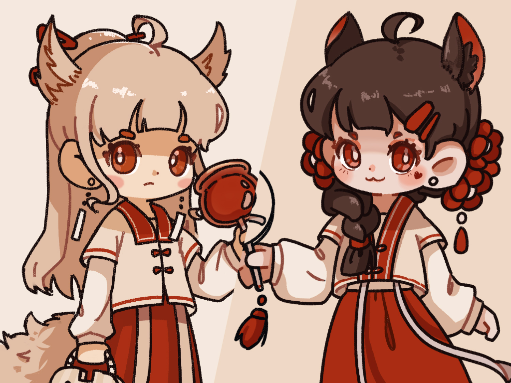 萌萌的古风兽耳红衣小姐姐X2_林舜-站酷ZCOOL