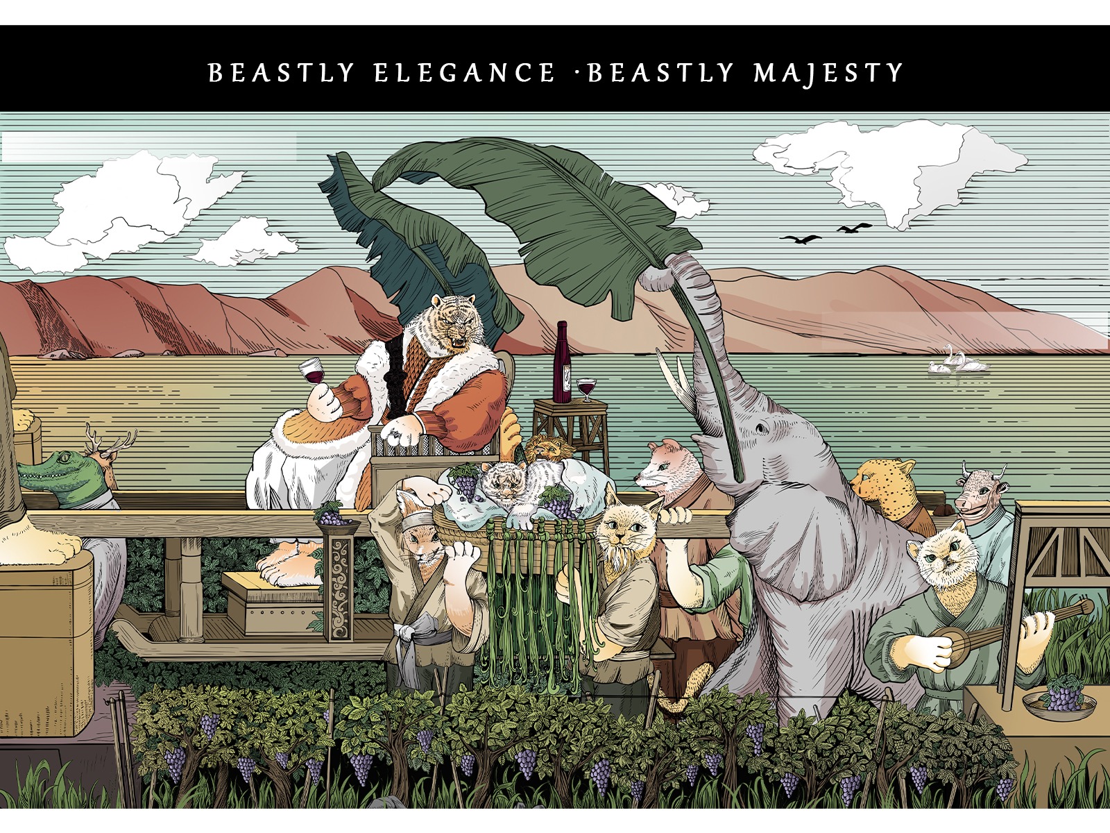 名画新编·Beastly Elegance_嘿巴扎嘿插画-站酷ZCOOL