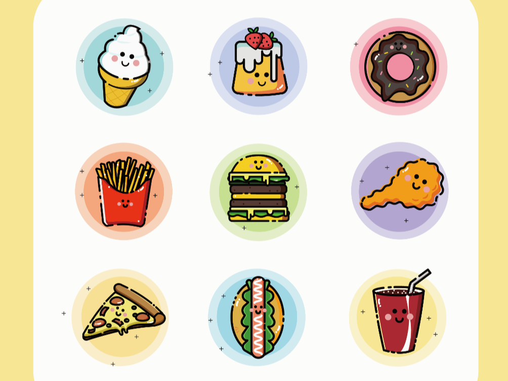 MBE风格图标-来点好吃的_饼饼子icey-站酷ZCOOL