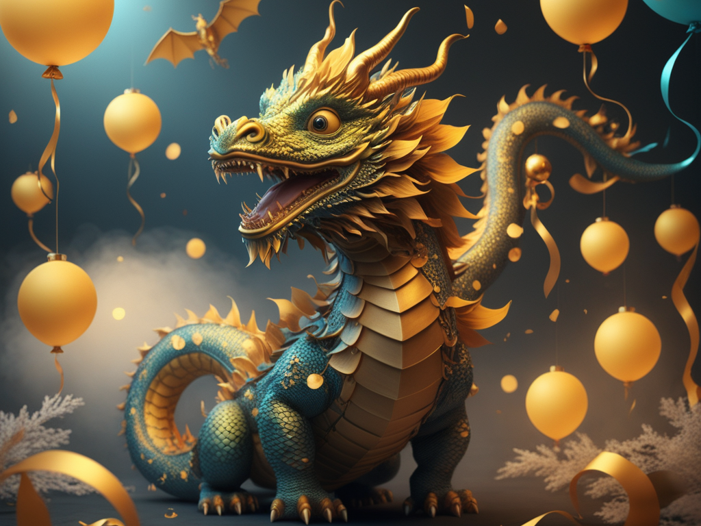 热闹氛围的3D渲染2024新年进化过的甲辰龙_沙僧SEA-站酷ZCOOL