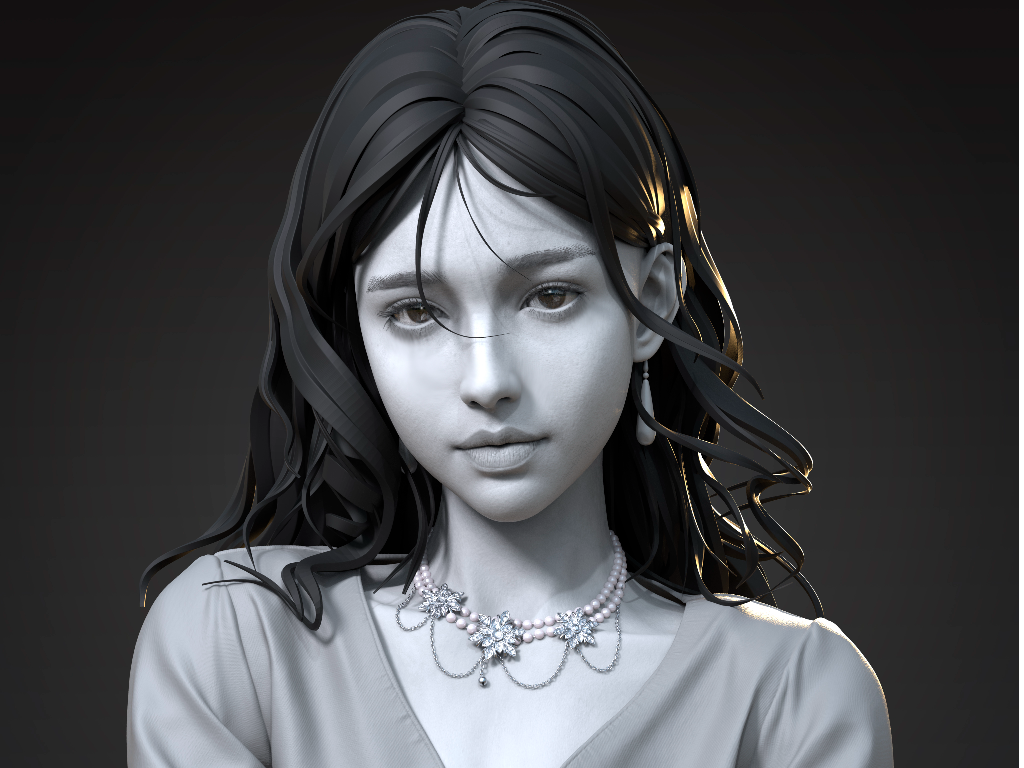 温婉少女3D肖像_依古奈斯eugin-站酷ZCOOL