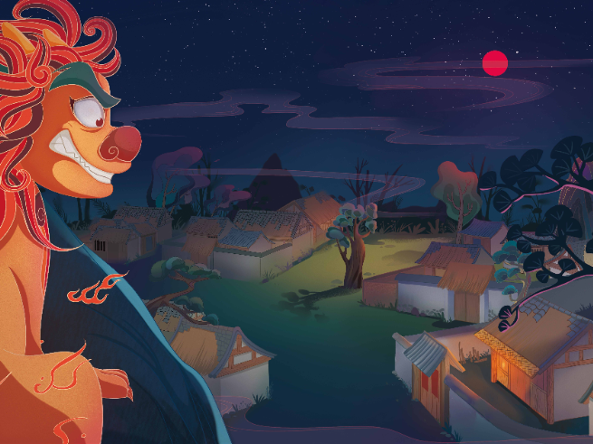 绘本故事 Nian The Monster_潘多树林-站酷ZCOOL