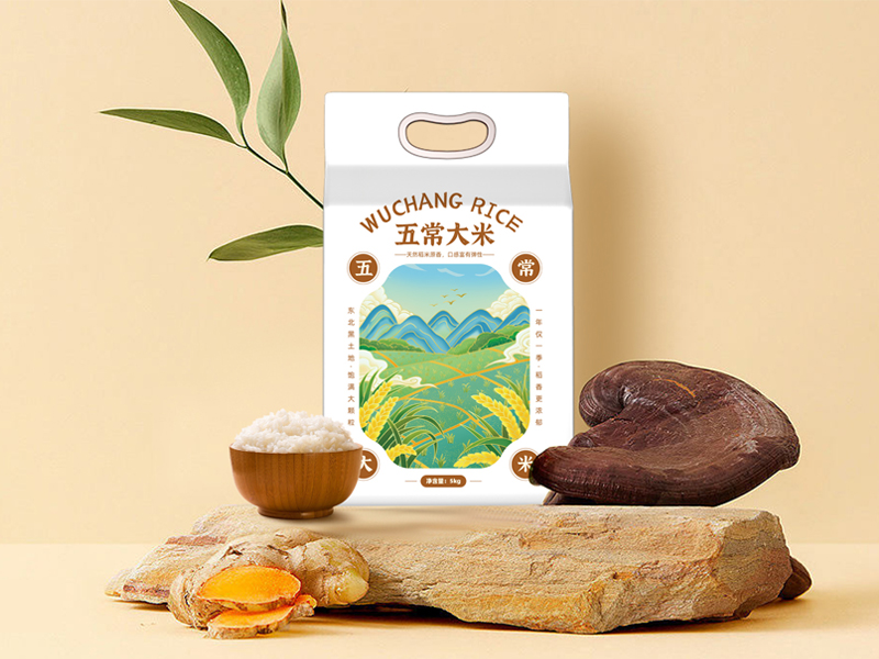国潮风五常大米手绘包装设计_末裔Mia_San_Mia-站酷ZCOOL