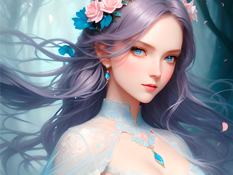 【AI绘画作品-38】蓝色妖姬_AICreator官方-站酷ZCOOL