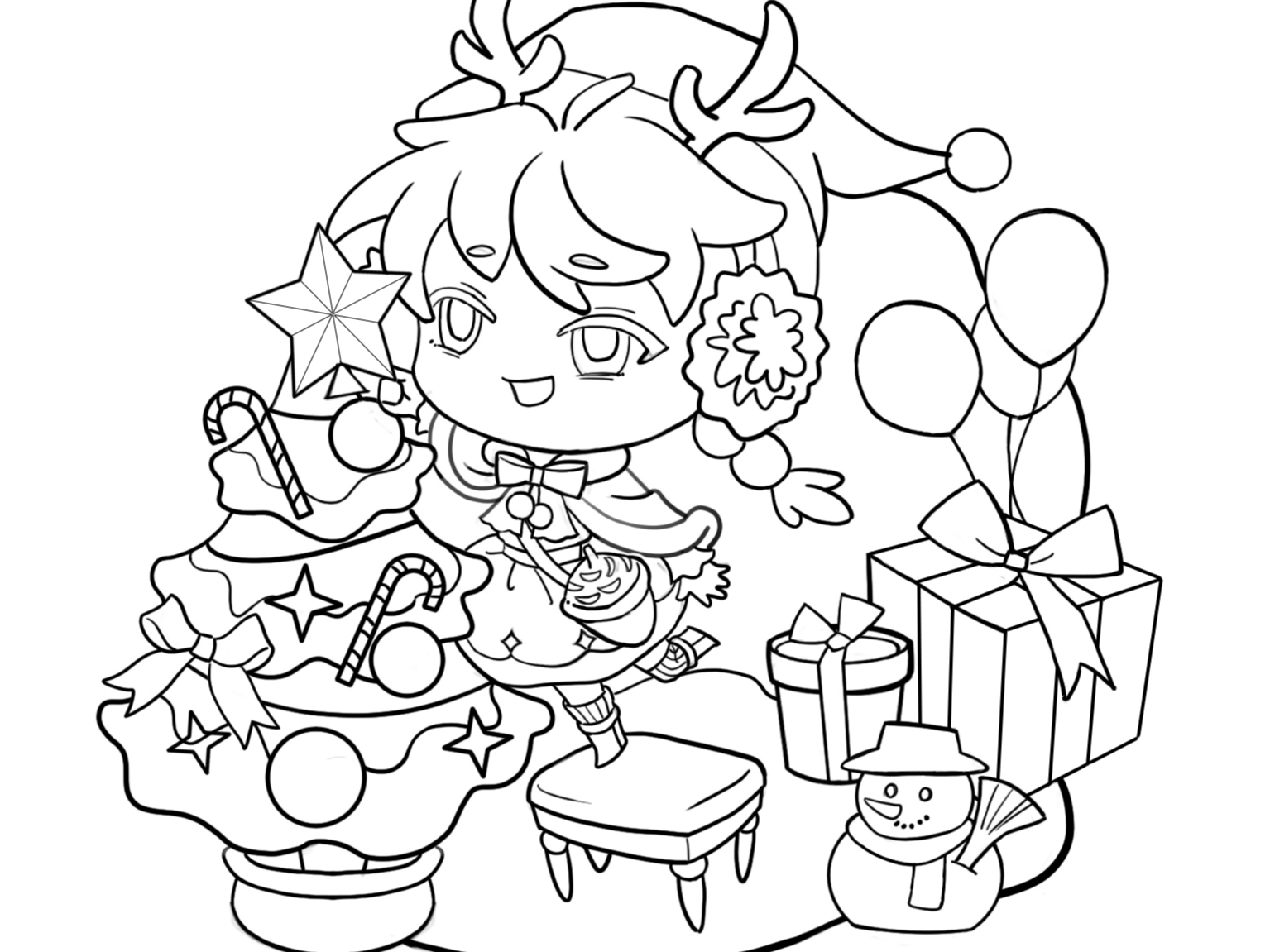 圣诞节Q版小场景平涂插画（步骤图02）_荷萍-站酷ZCOOL