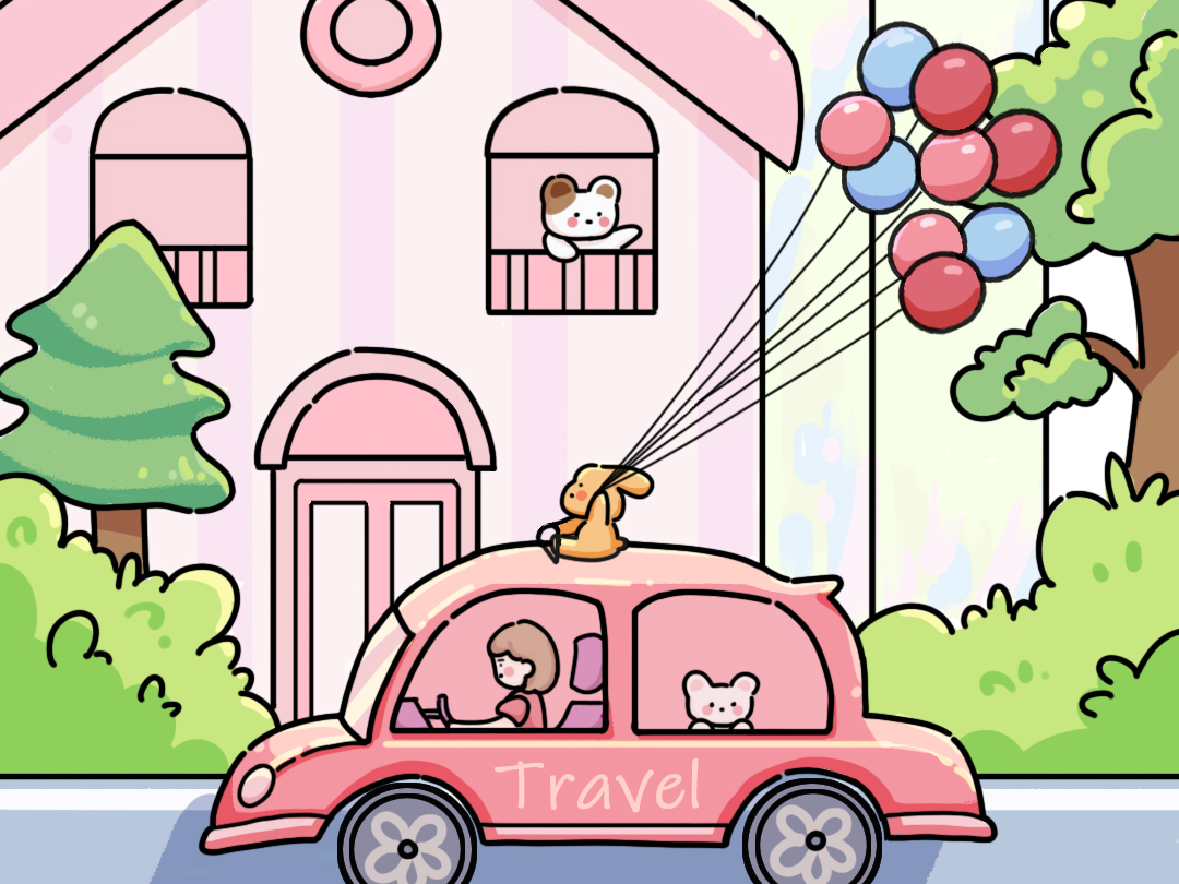 运营插画-开屏页启动页弹窗-快乐出行_鹿拾一-站酷ZCOOL