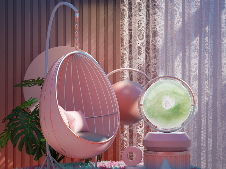 c4d 第二个作品 少女风c4d场景渲染_帅帅山-站酷ZCOOL