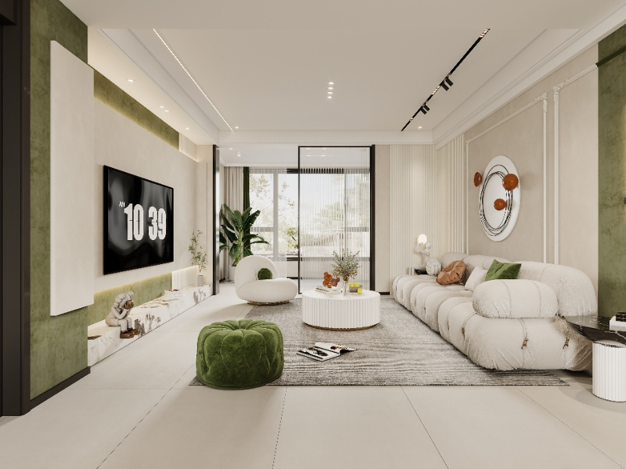 现代奶油风家装客餐厅_A苗苗啊-站酷ZCOOL