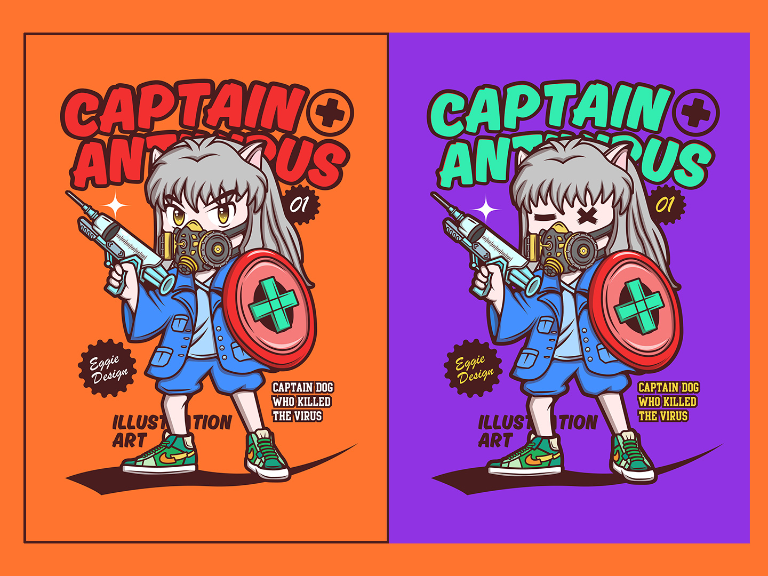 潮流插画之犬杀毒队长_蛋仔Eggie-站酷ZCOOL