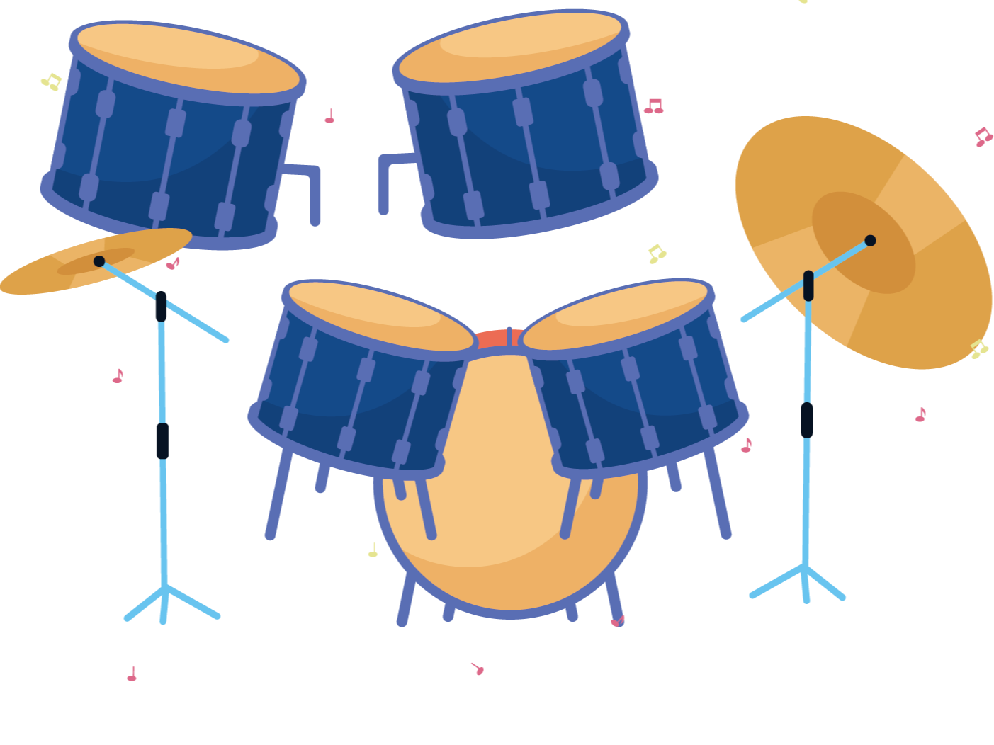 乐器锣鼓手绘风格的乐器插画_LY燕-站酷ZCOOL
