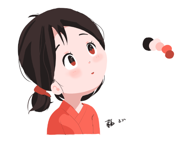 抬头望的小女孩 插画_设计师董敏Mina-站酷ZCOOL