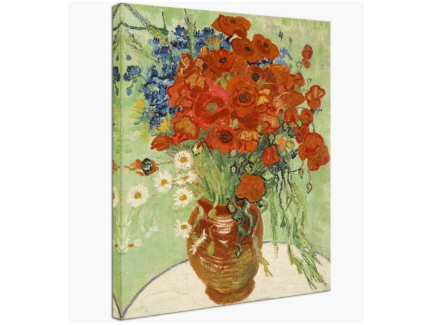 红色罂粟和雏菊帆布印刷画_Linzhihe-站酷ZCOOL