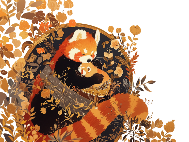 小熊猫母子的温馨_Al学徒-站酷ZCOOL