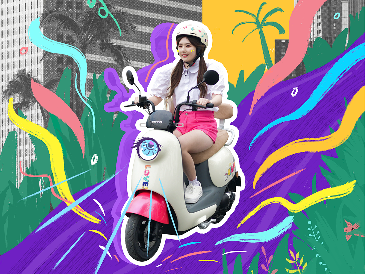 爱玛电动车拼贴海报设计_歪仔w-站酷ZCOOL