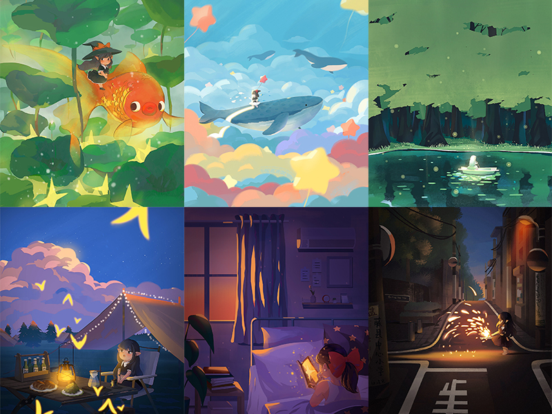 带你寻找散落的星星⭐插画合集_Aling阿伶-站酷ZCOOL