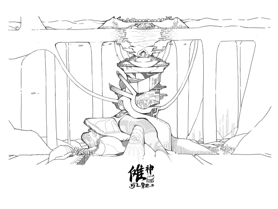 毕业设计《桃花源-傩神与幻想乡》动漫场景概念设计10p_Hjz果皮-站酷ZCOOL