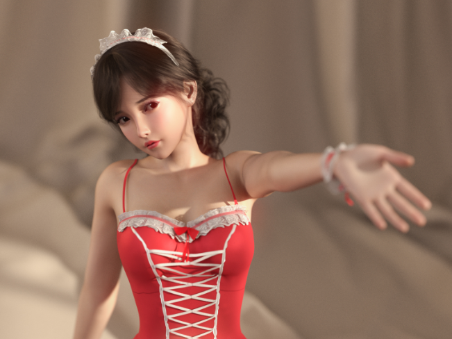 蕾丝裙三件套02 红色_道简创意-站酷ZCOOL