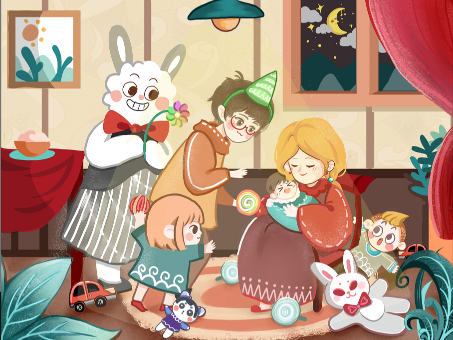 #WOW 儿童插画《家》 和一些人物插画练习_mossh-站酷ZCOOL