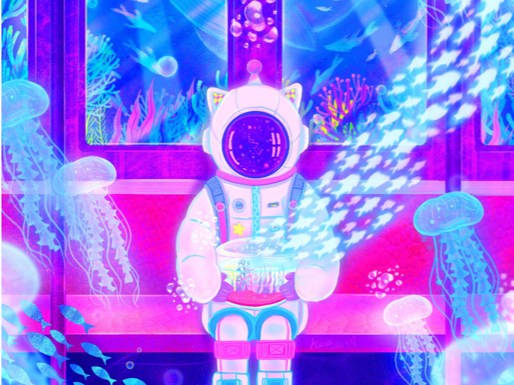 【原创插画】孤独宇航员的星际旅行_KIRA_GPT-站酷ZCOOL