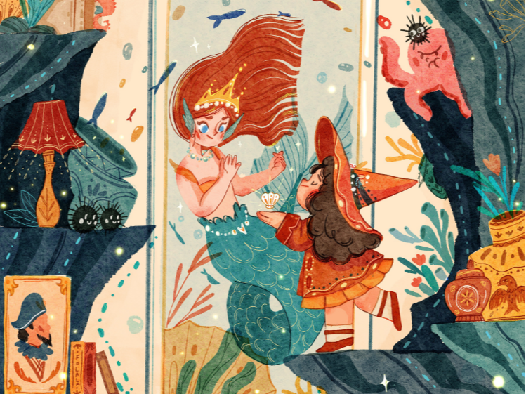 魔女系列07：原创插画-魔女水族馆_Folala一二-站酷ZCOOL