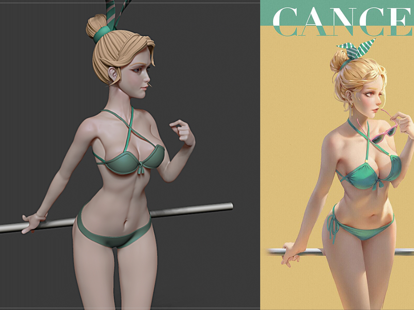 【ZBRUSH雕刻】泳装少女身体雕刻讲解。_Alan安澜-站酷ZCOOL