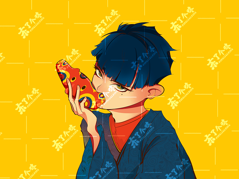 001|插画·壁纸·半身像《少年的面具》_东了个咚_Dong-站酷ZCOOL