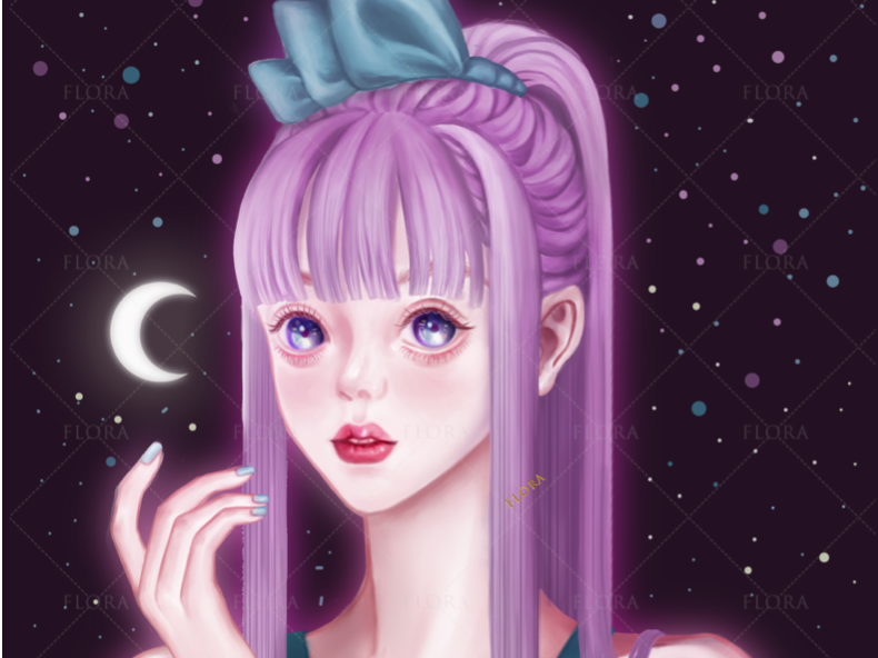 夜色深处-梦幻微写实少女系列插画合集_Flora芳野-站酷ZCOOL