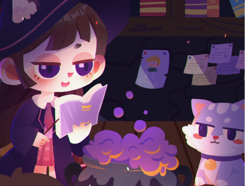 女巫和她的猫咪🎇_Alier阿离-站酷ZCOOL