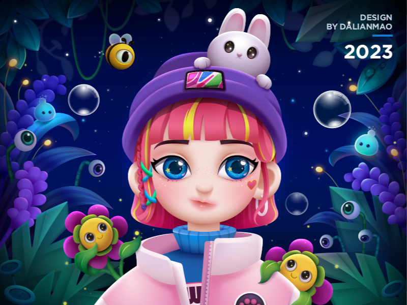 【伪3D插画】自画像-森林精灵_大脸猫OwOw-站酷ZCOOL