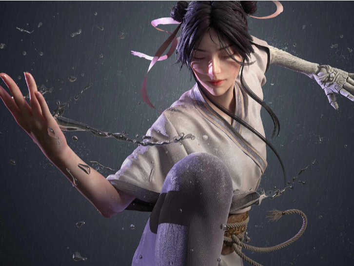 3D功夫少女，运水效果_依古奈斯eugin-站酷ZCOOL