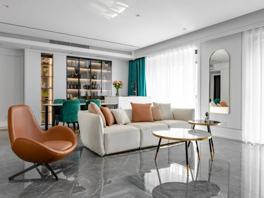 109㎡三居室，复古绿+轻奢元素，精致到骨子里！_峰光无限装饰-站酷ZCOOL