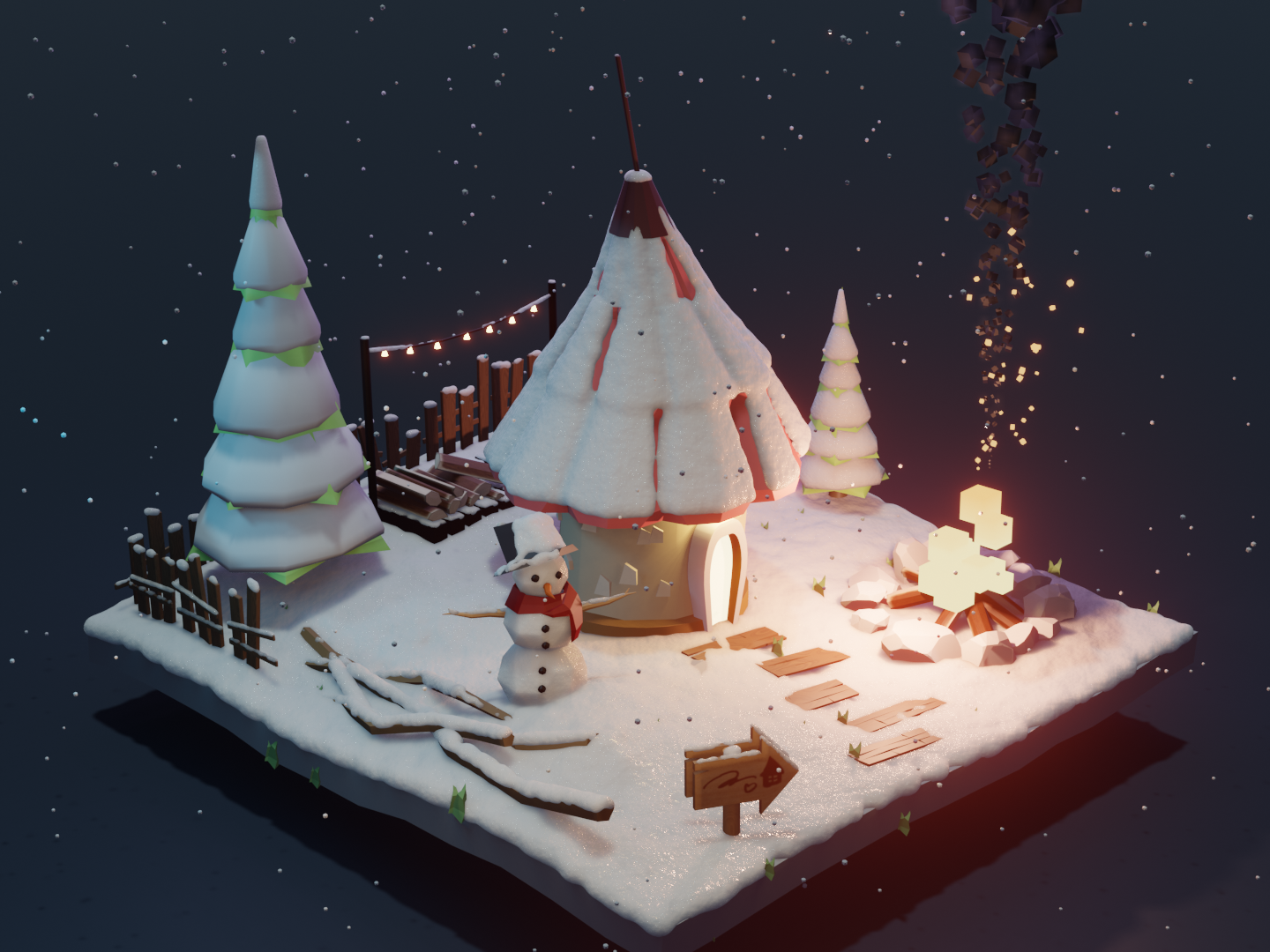 Lowpoly风小场景_Aurora01-站酷ZCOOL